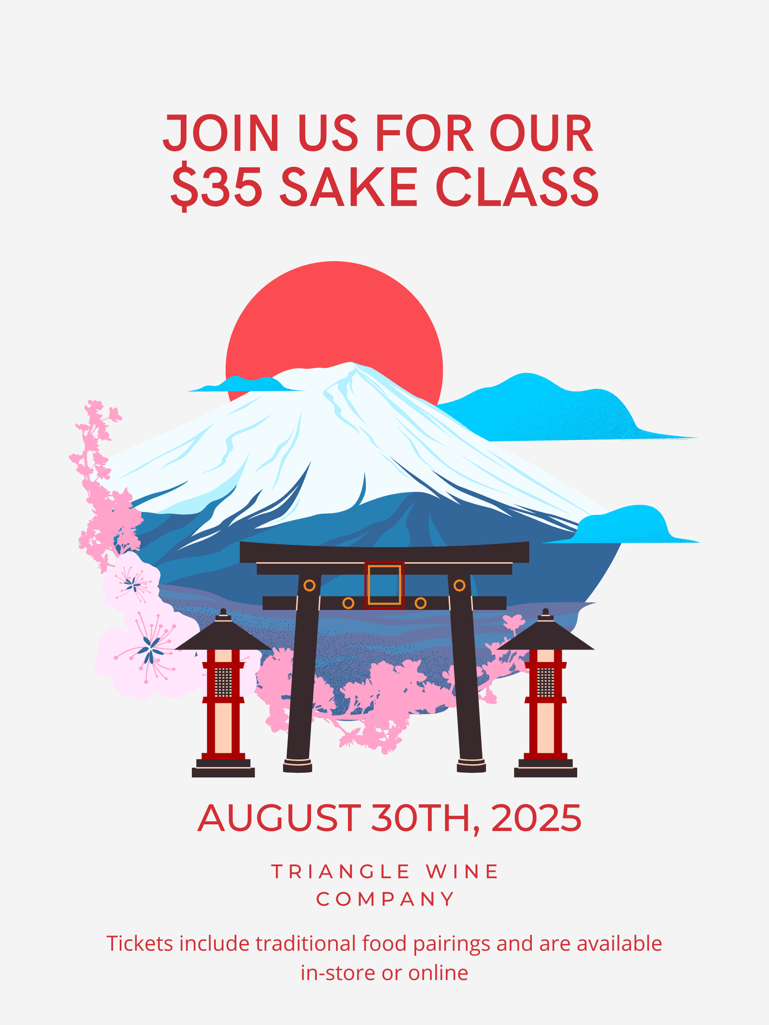 (08/30/25) $35 Sake Wine Class-Cary – Triangle Wine Company